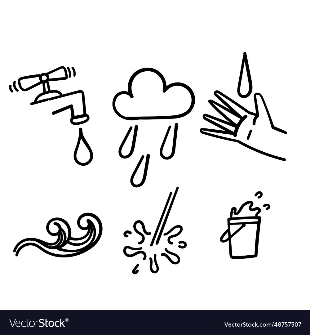 Hand drawn doodle water related Royalty Free Vector Image Hand drawn doodle water related Royalty Free Vector Image