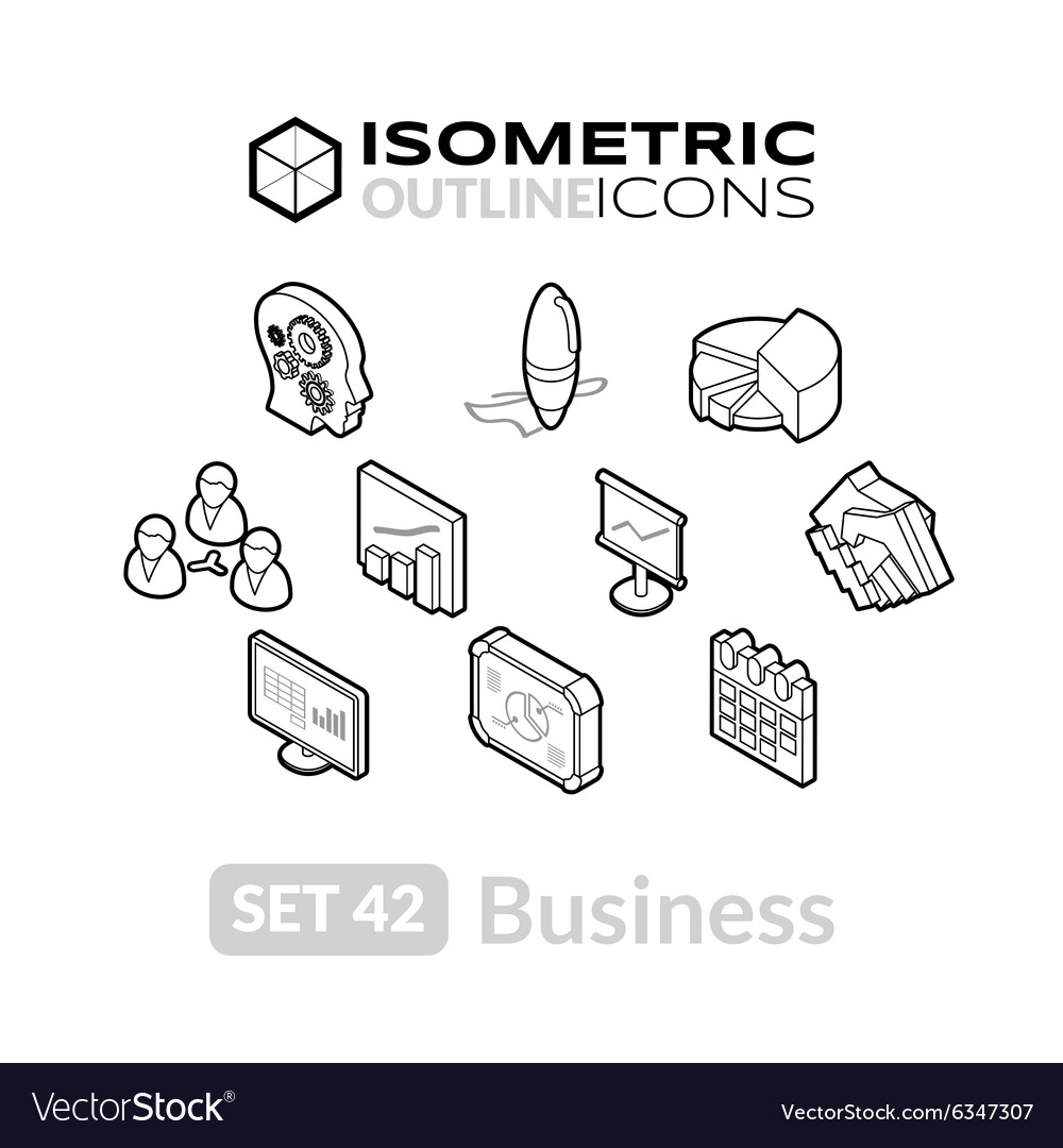 Isometric outline icons set 42 Royalty Free Vector Image