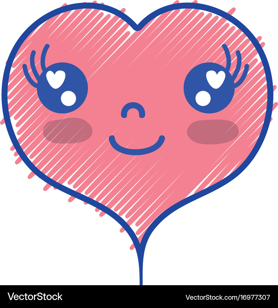 Kawaii cute happy heart design Royalty Free Vector Image