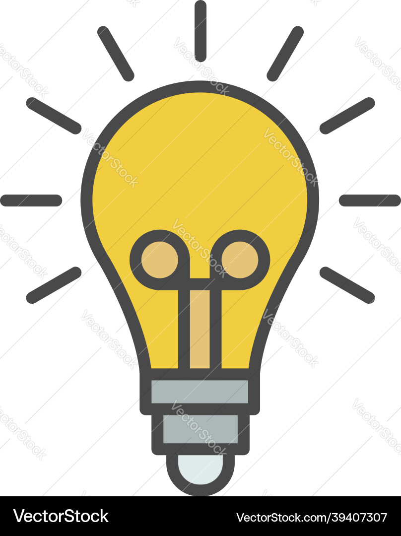 Light idea bulb icon color outline Royalty Free Vector Image