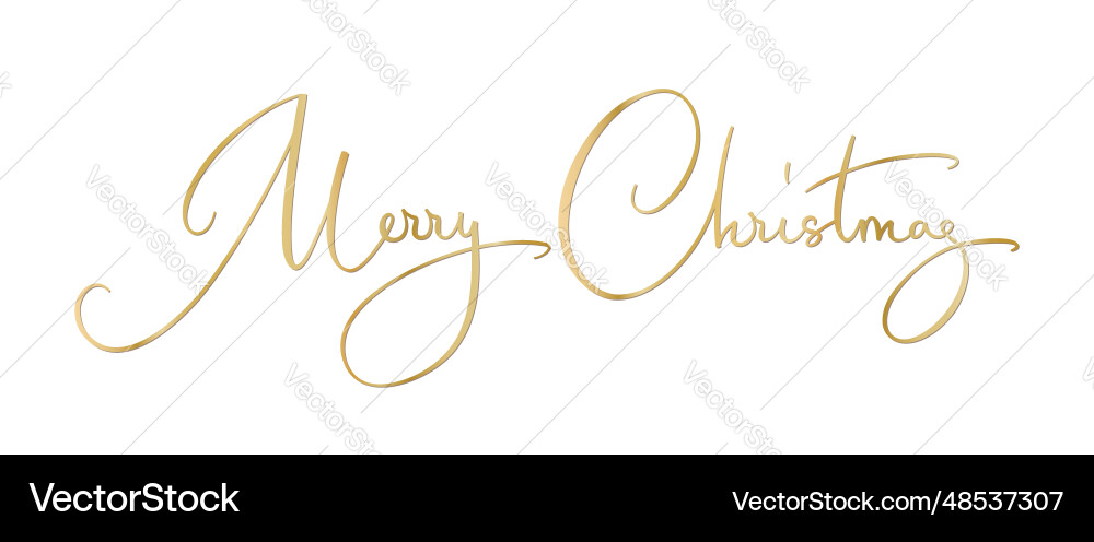 Merry christmas hand written text golden Vector Image