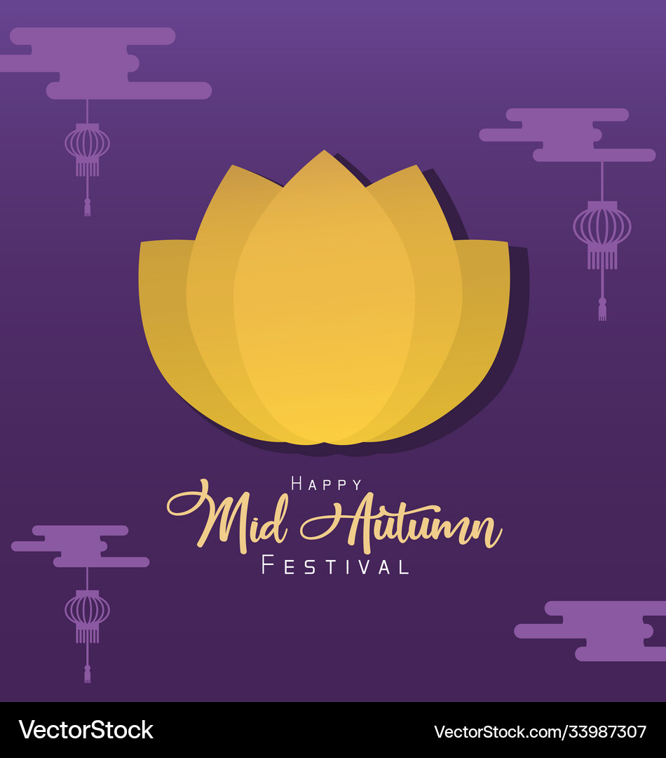 Mid autumn celebration card with lettering Vector Image
