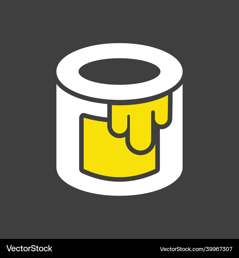 Paint bucket flat glyph icon on dark background Vector Image