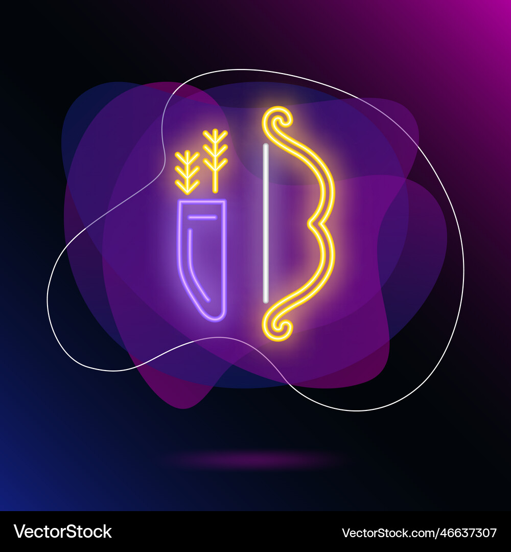 Quiver and bow neon sign Royalty Free Vector Image