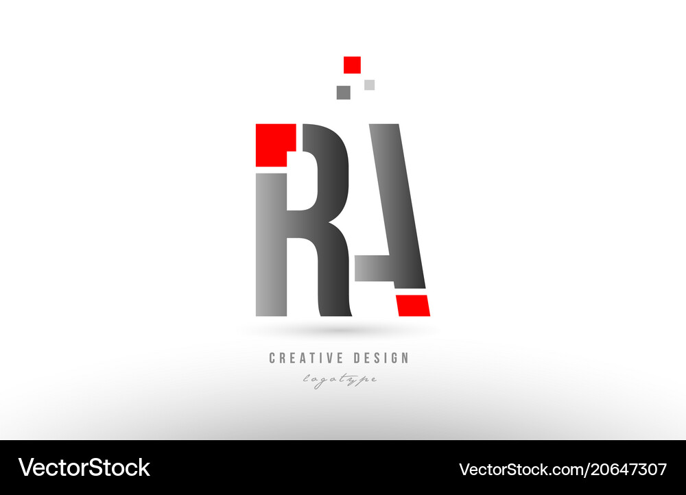 Red grey alphabet letter ra r a logo combination Vector Image