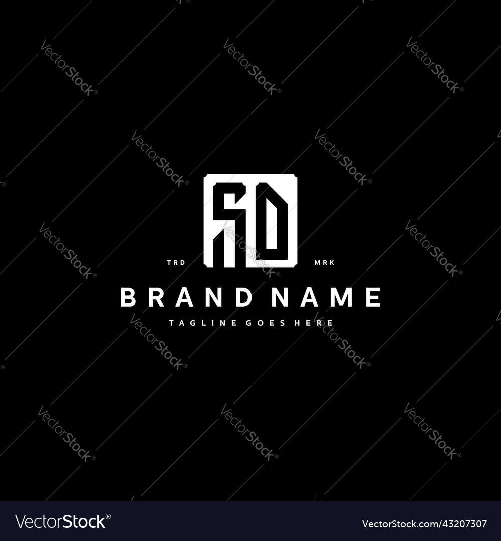 Sd monogram logo design with square rectangular Vector Image