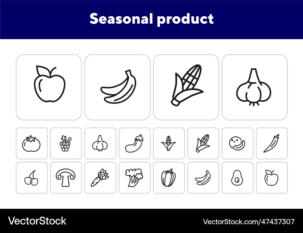 Seasonal product line icon set Royalty Free Vector Image