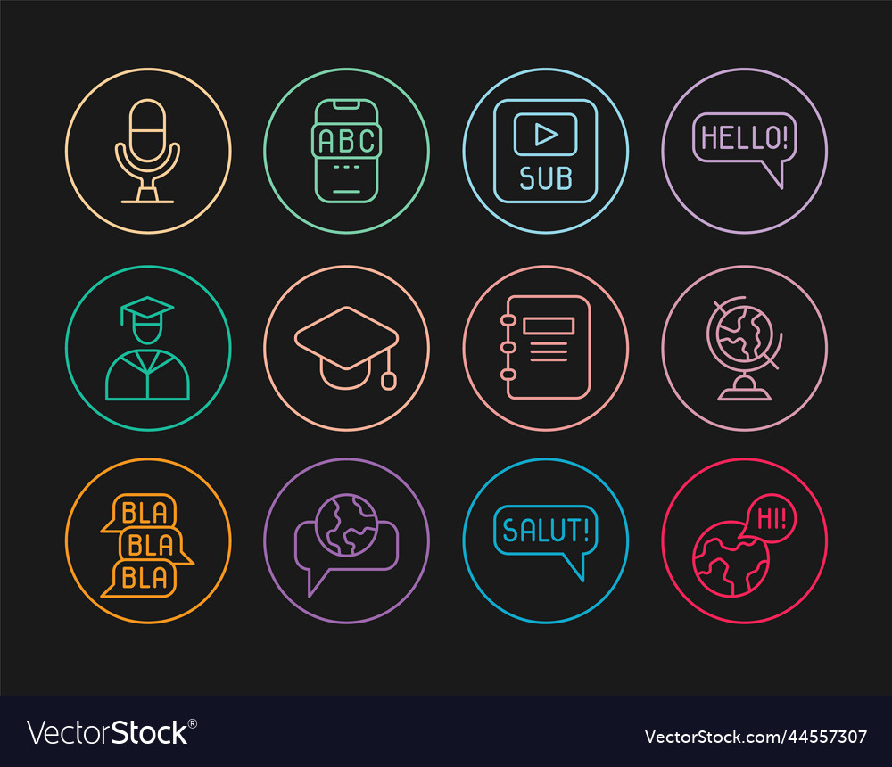 Set line learning foreign languages earth globe Vector Image