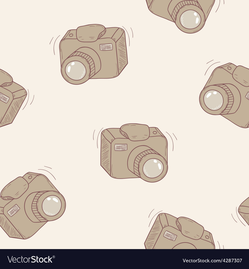 Sketched digital camera seamless pattern Vector Image