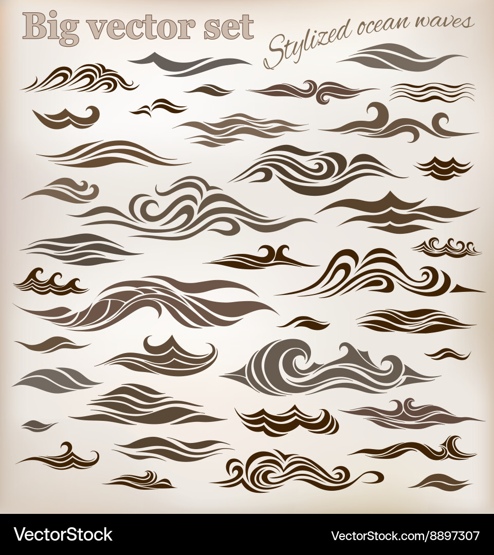 Waves set of elements Royalty Free Vector Image