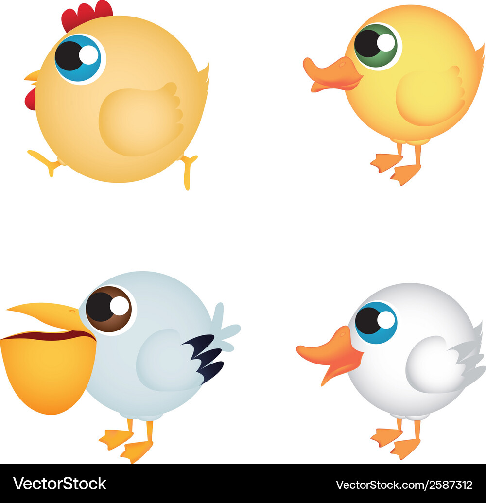 Abstract cute birds on a white background Vector Image