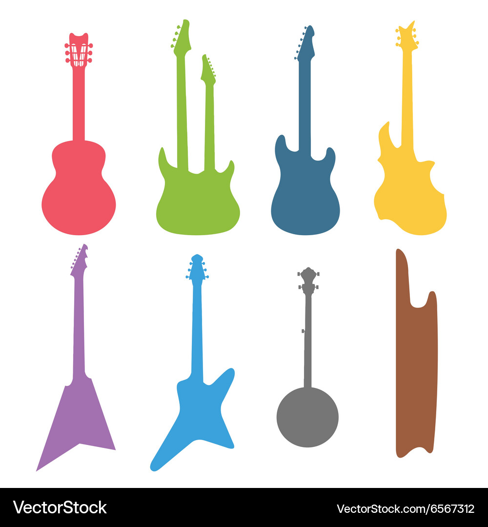Acoustic and electric guitars set Royalty Free Vector Image