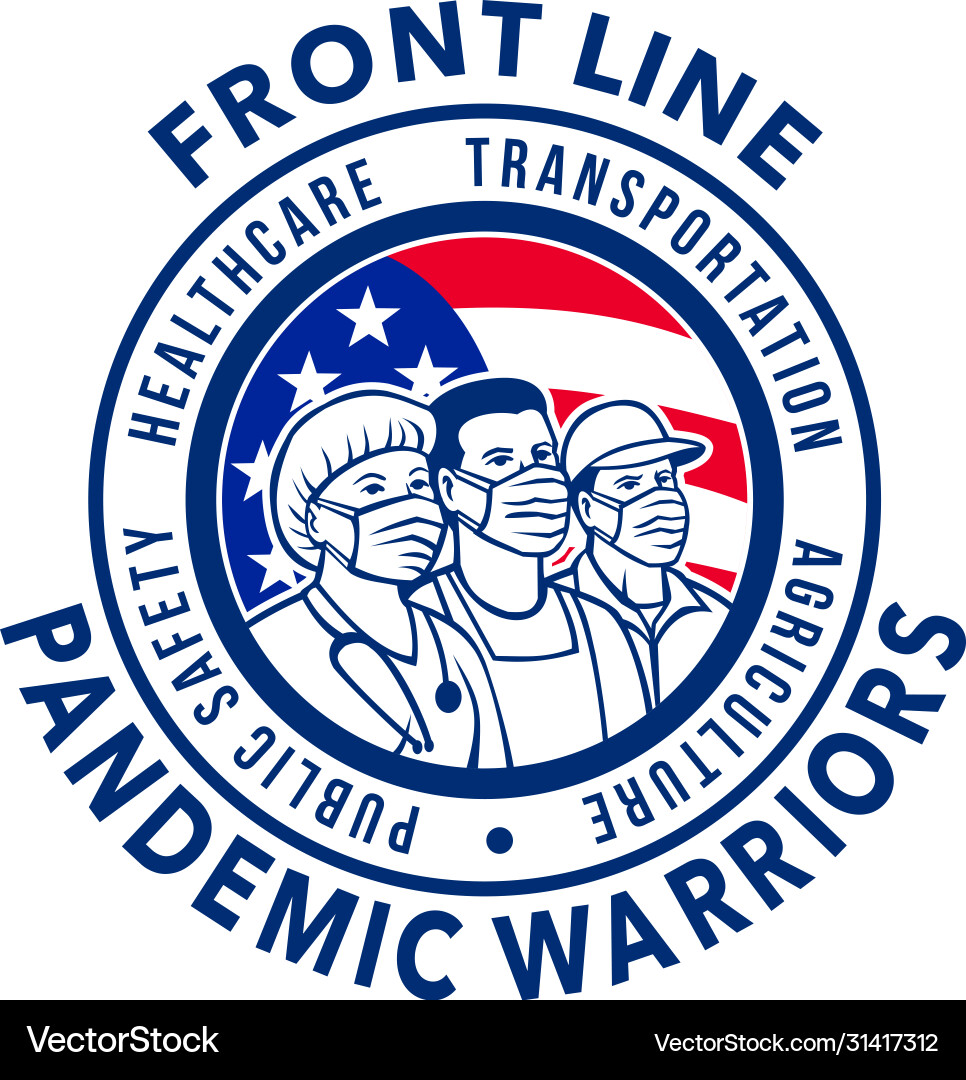 American front line pandemic warriors circle icon Vector Image