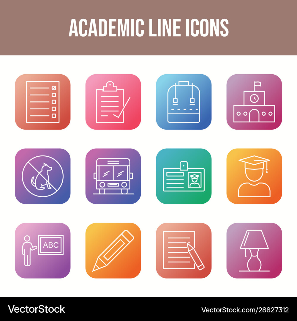 Beautiful academic 12 icons Royalty Free Vector Image
