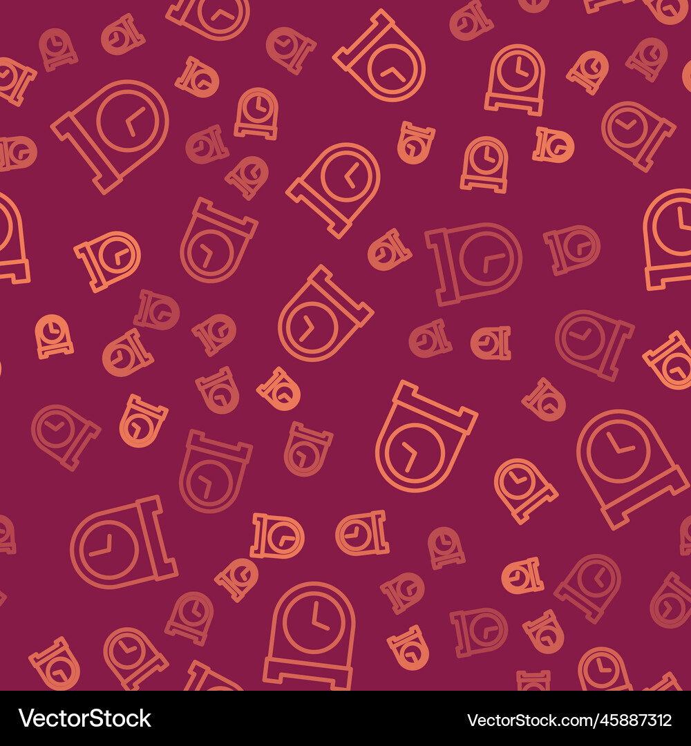 Brown line antique clock icon isolated seamless Vector Image