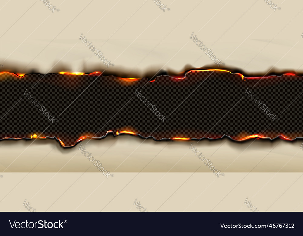 Burnt paper edges effect with fire and black ash Vector Image