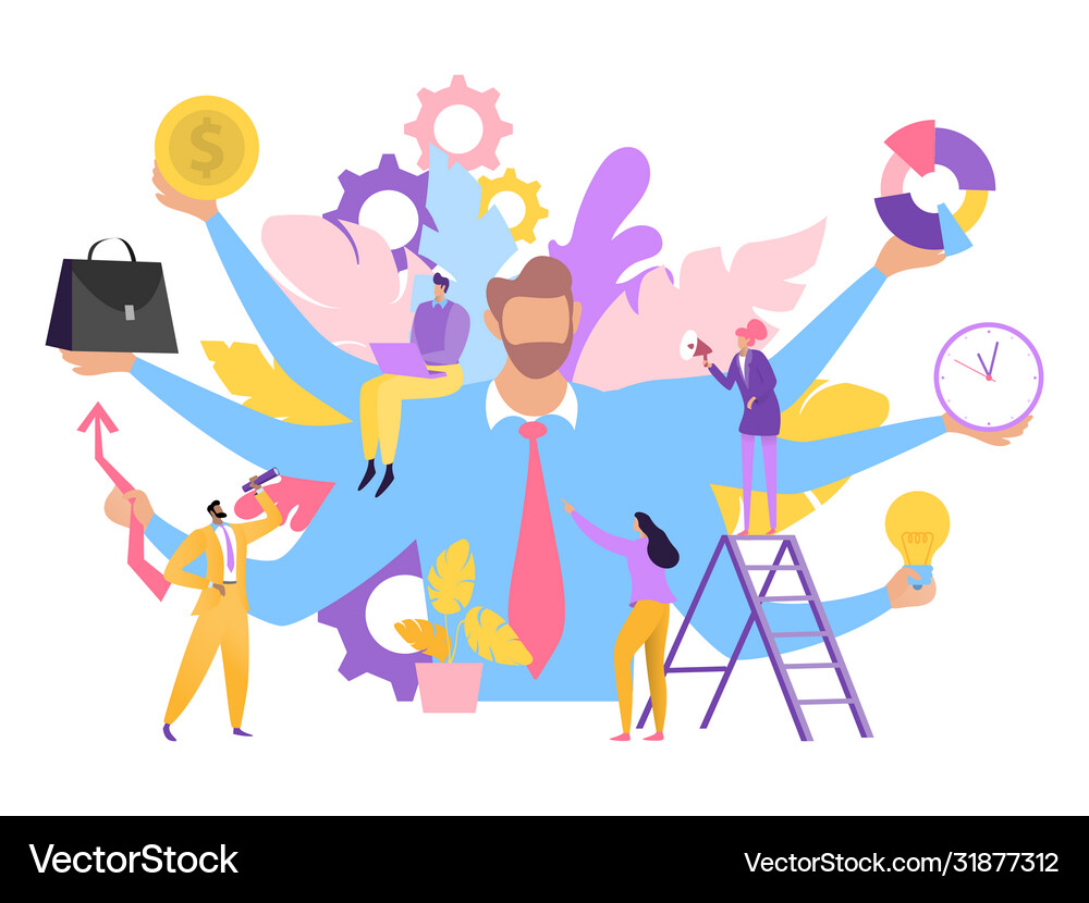 Business Assistant In Virtual Work Computer Vector Image