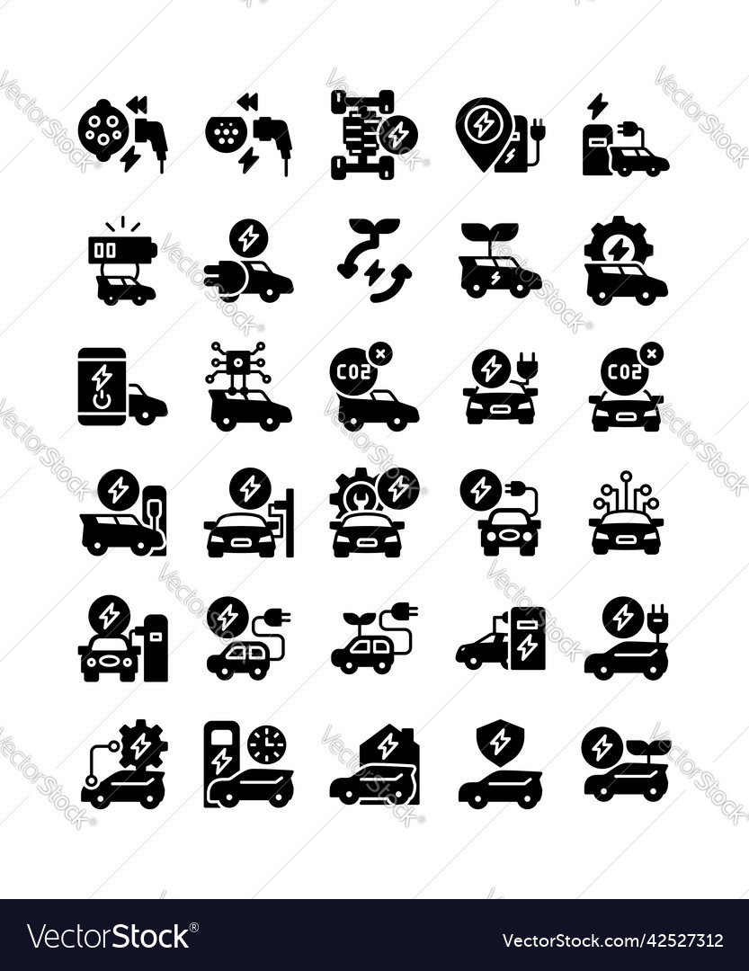Electric vehicle silhouette solid glyph web icon Vector Image Electric vehicle silhouette solid glyph web icon Vector Image