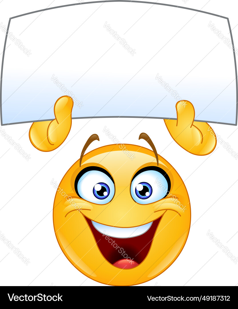 Holding up a sign emoticon Royalty Free Vector Image