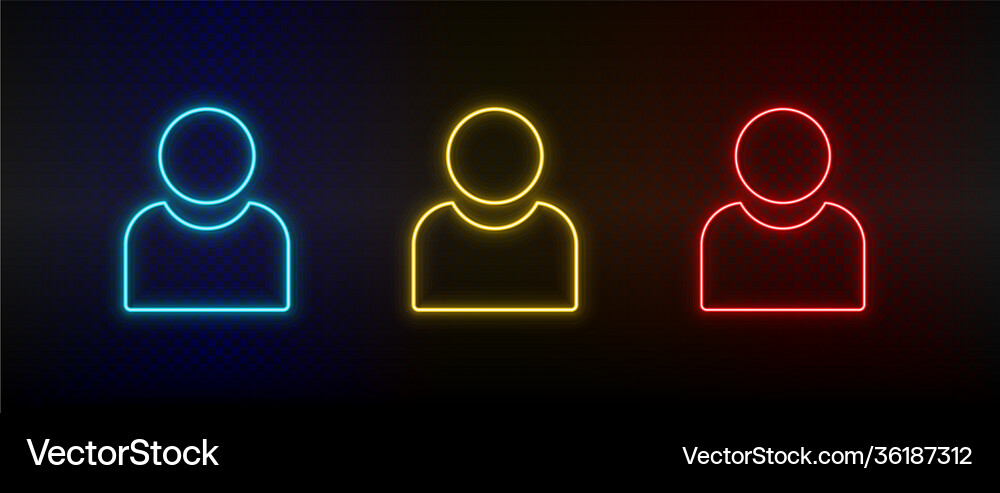 Neon icon set avatar set red blue yellow Vector Image