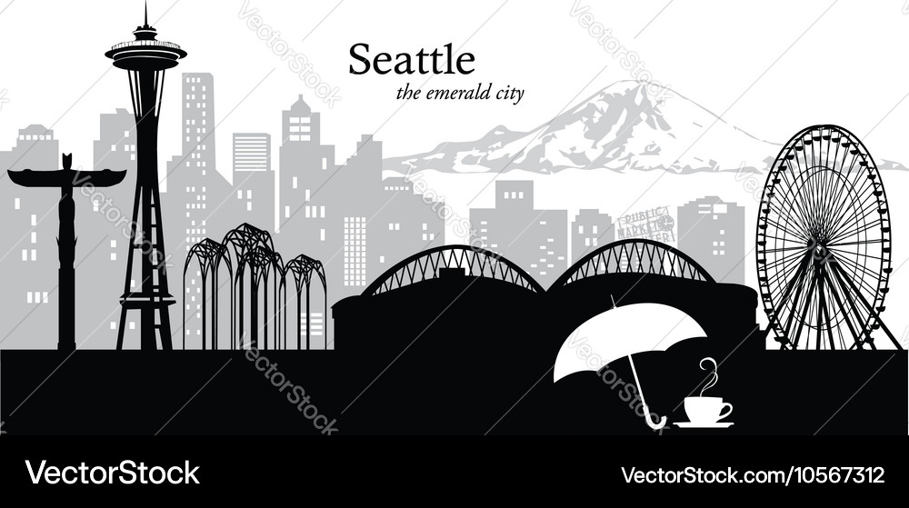 Seattle washington skyline Royalty Free Vector Image
