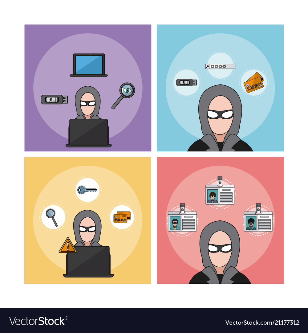 Set of hacker icons Royalty Free Vector Image - VectorStock