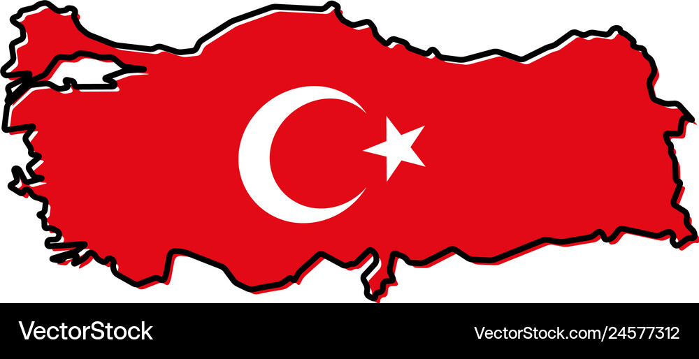 Simplified map of turkey outline with slightly Vector Image