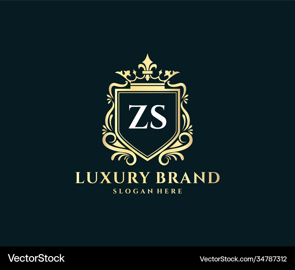 Zs initial letter gold calligraphic feminine Vector Image