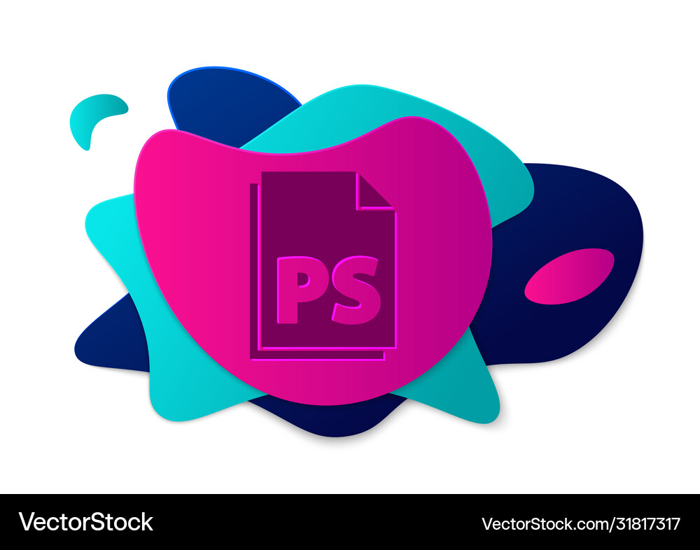 Color ps file document icon isolated on white Vector Image