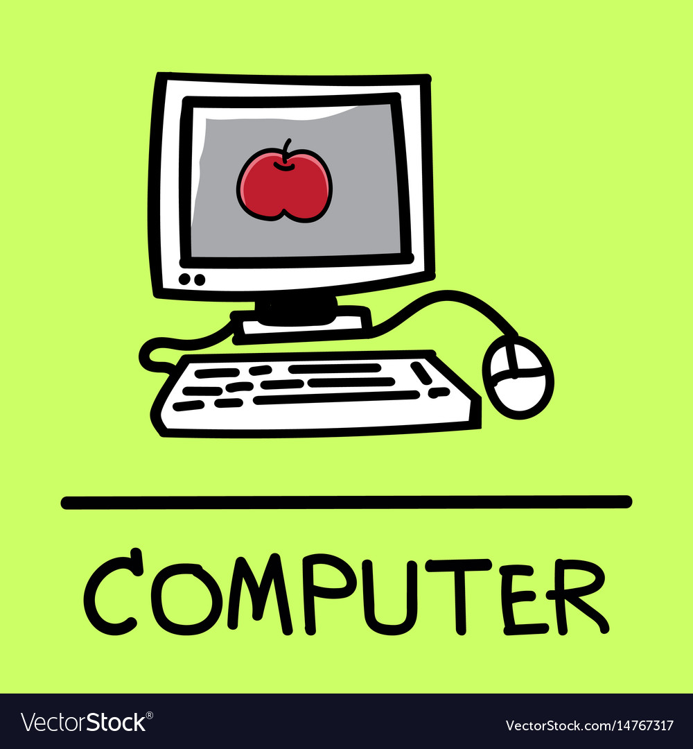 Computer hand-drawn style Royalty Free Vector Image