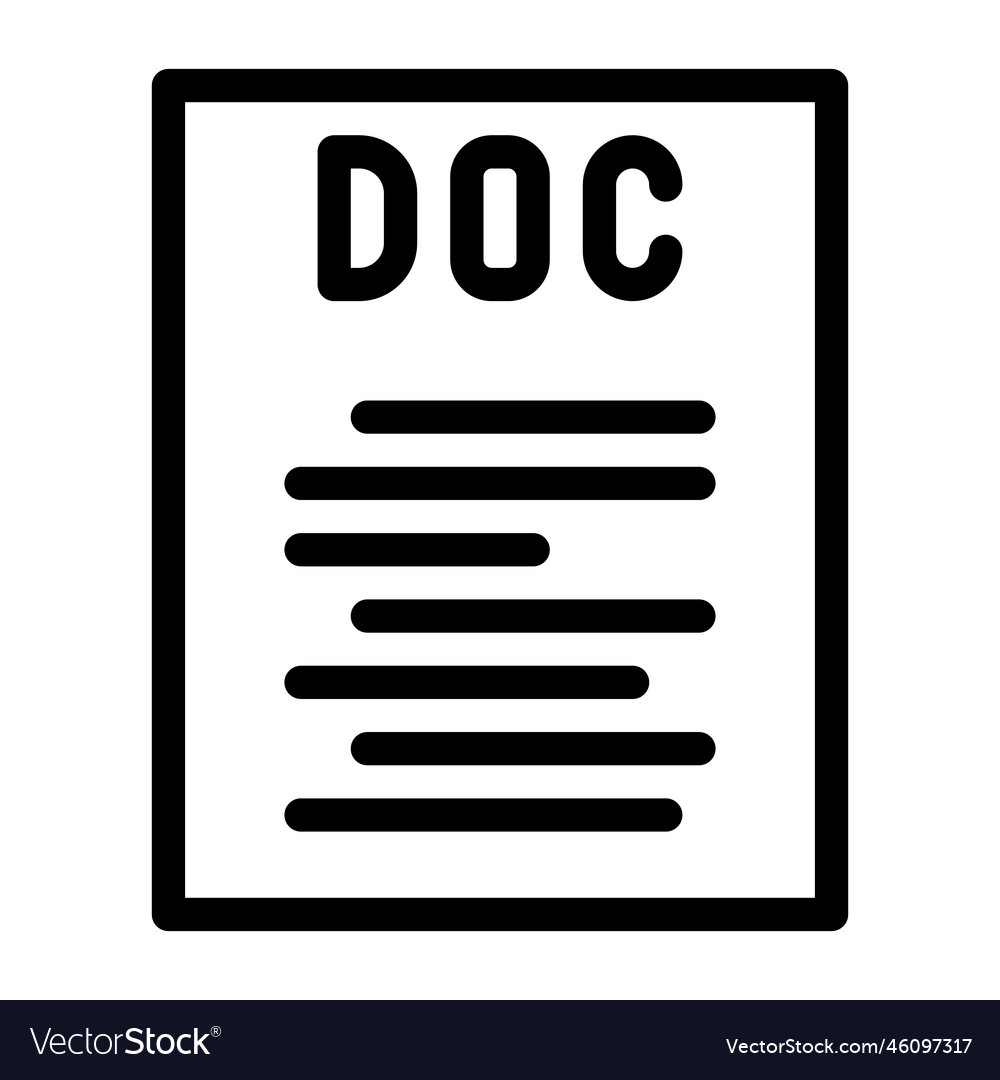 Doc File Format Document Line Icon Royalty Free Vector Image