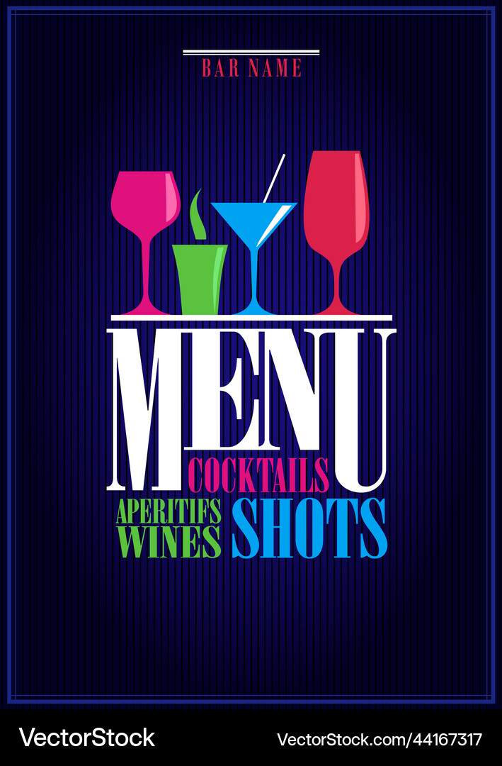 Drinks menu cocktails aperitifs wines shots Vector Image