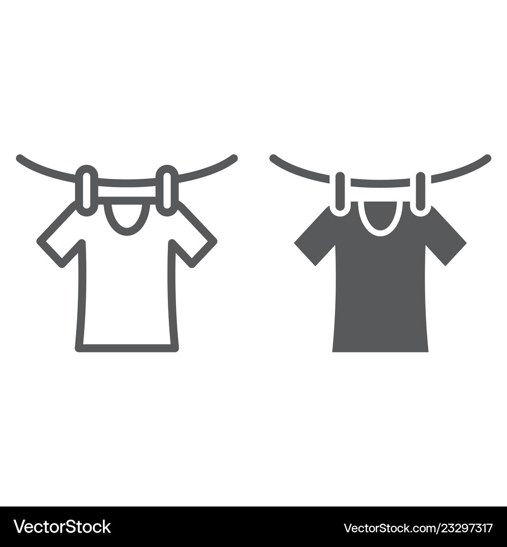 Drying line and glyph icon laundry and dry Vector Image