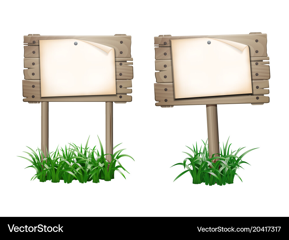 Empty paper blank on wooden signboard Royalty Free Vector
