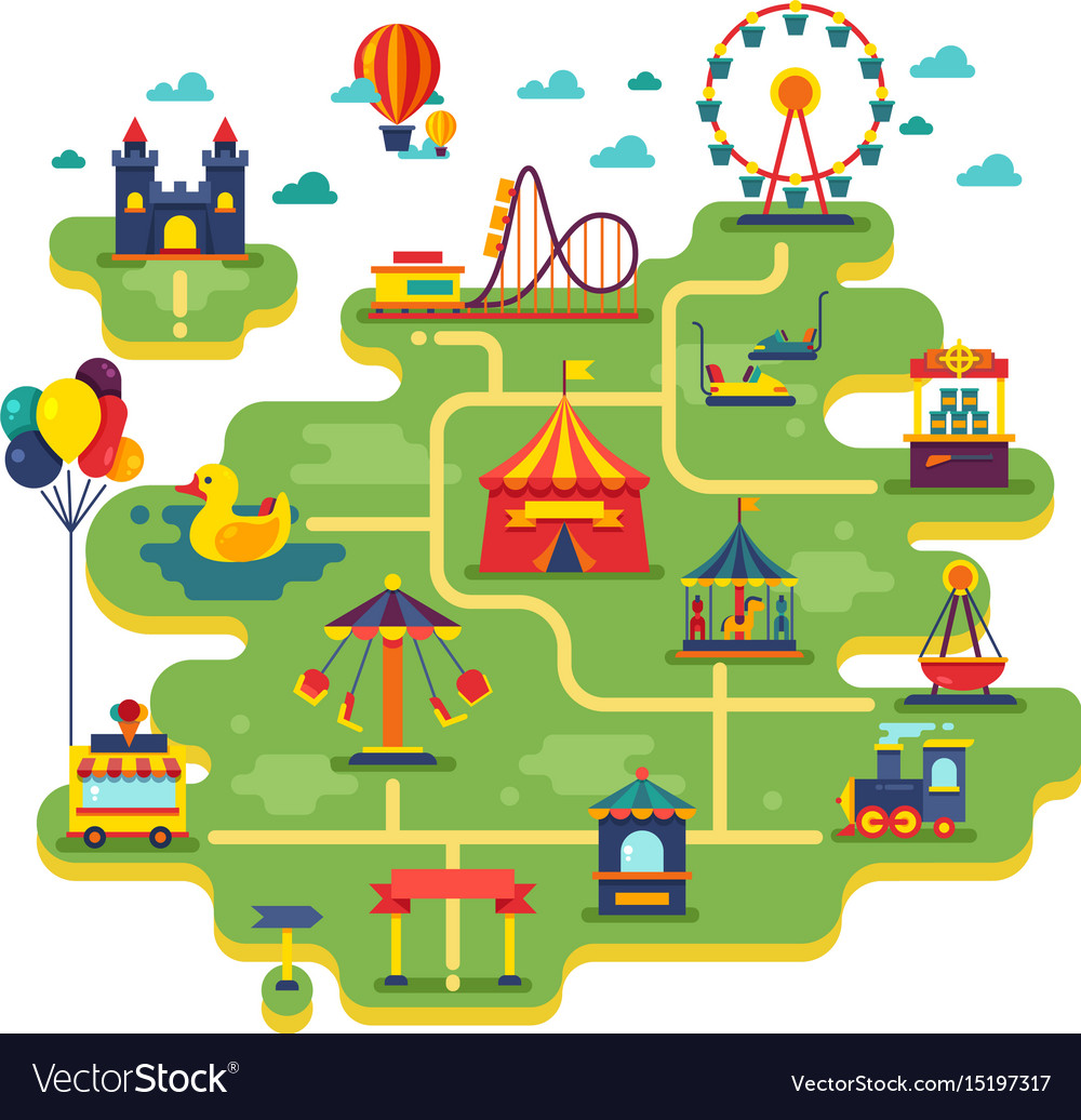 Family Fun Amusement Park Map Royalty Free Vector Image