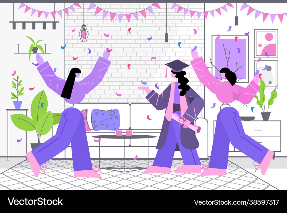 Graduated student with friends having fun graduate