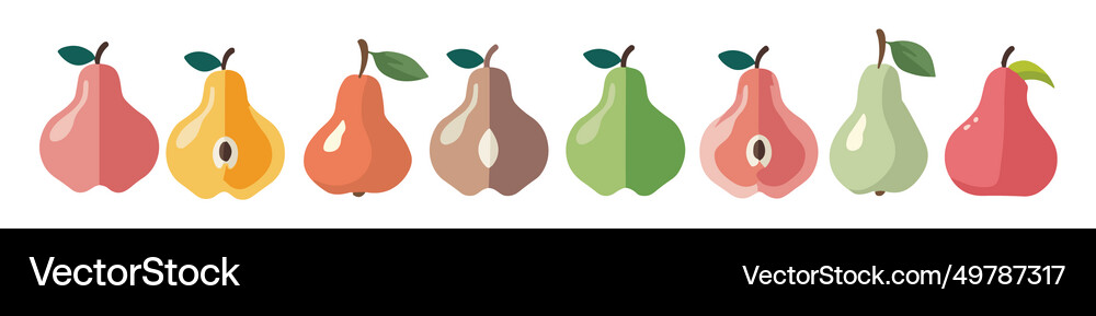 Hand drawn abstract pear fruits set Royalty Free Vector