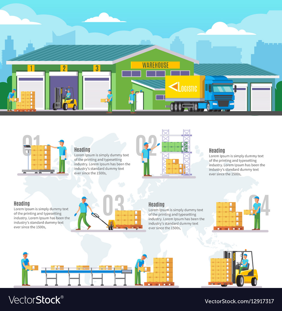 Logistic warehouse infographic Royalty Free Vector Image