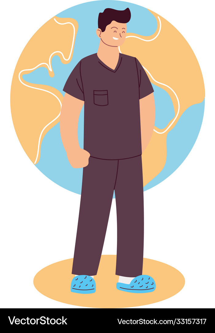 Man doctor with uniform in front world sphere Vector Image