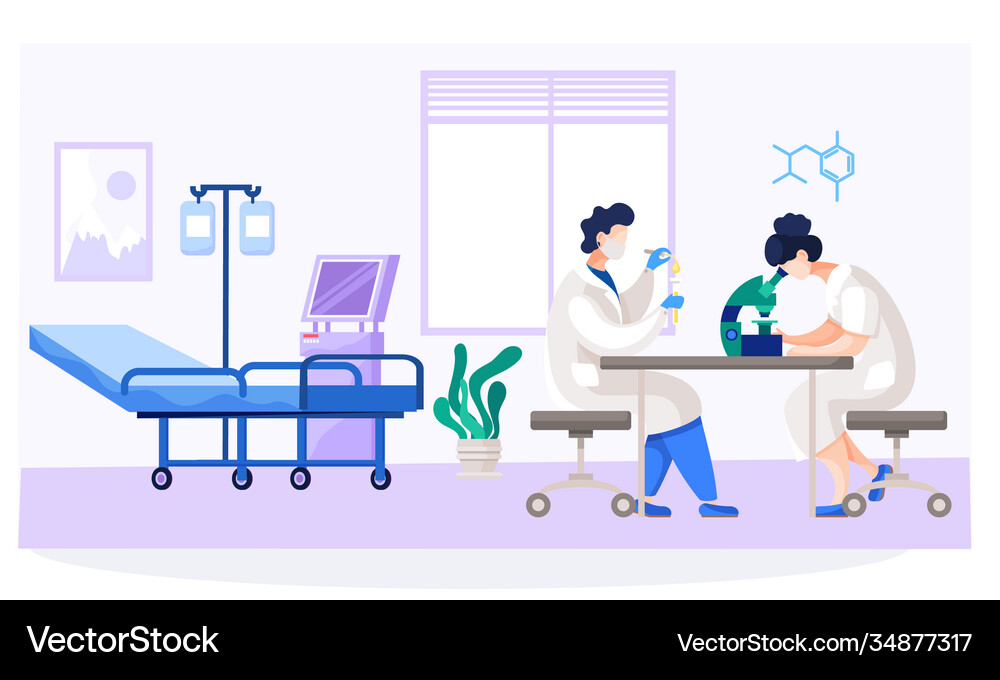 Medical workers in lab people white coat work Vector Image