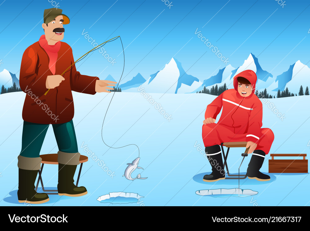 Men ice fishing Royalty Free Vector Image - VectorStock