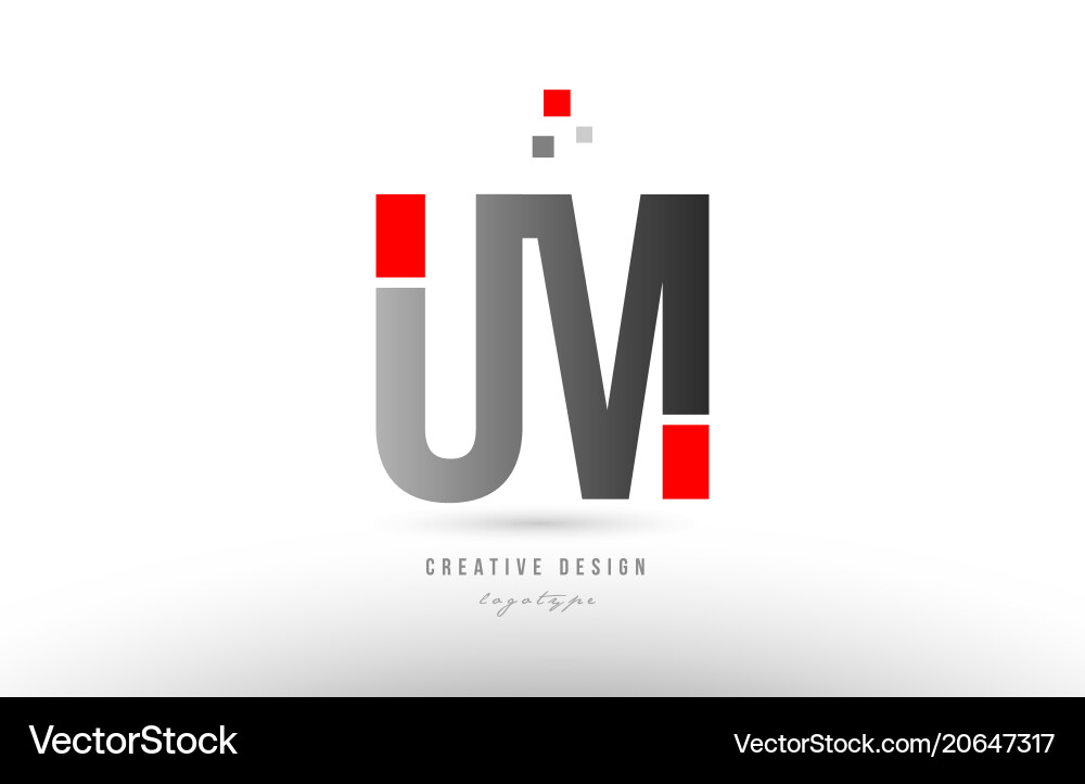 Red grey alphabet letter um u m logo combination Vector Image