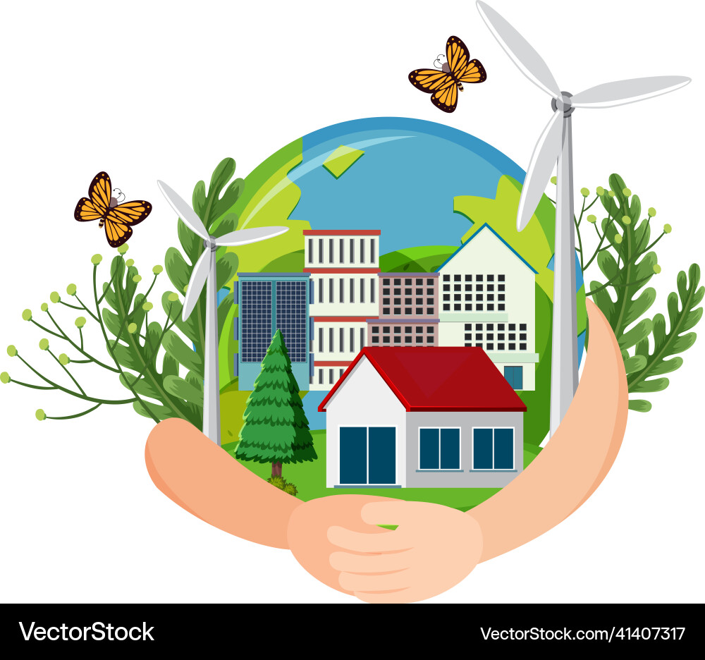 Save planet concept with earth hugged by arms Vector Image