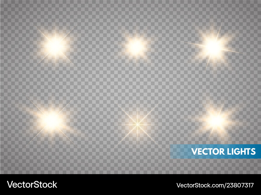 Set of glowing light stars Royalty Free Vector Image