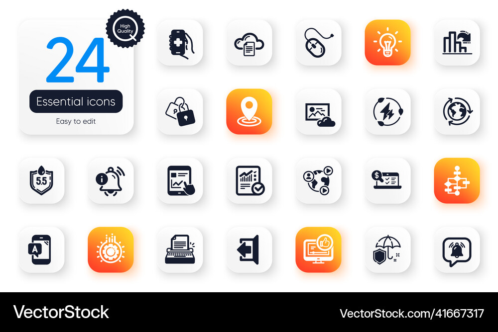Set of technology flat icons internet report Vector Image