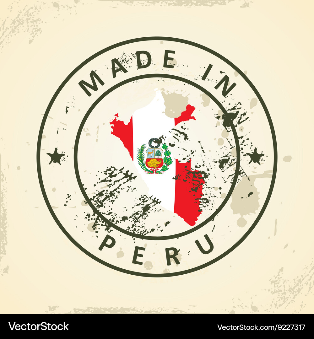 Stamp with map flag of peru Royalty Free Vector Image