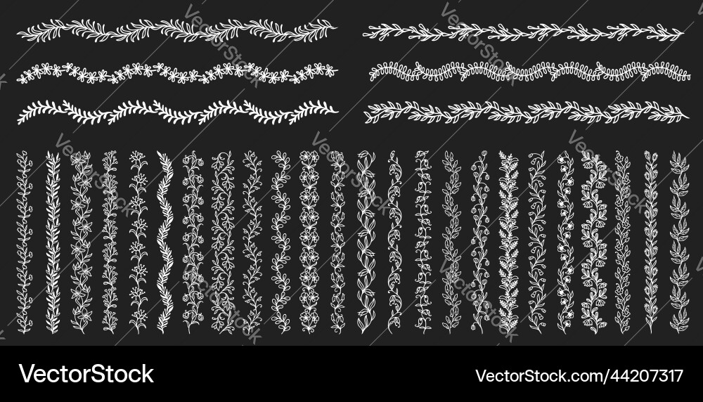 Vertical floral borders twigs and sprigs Vector Image