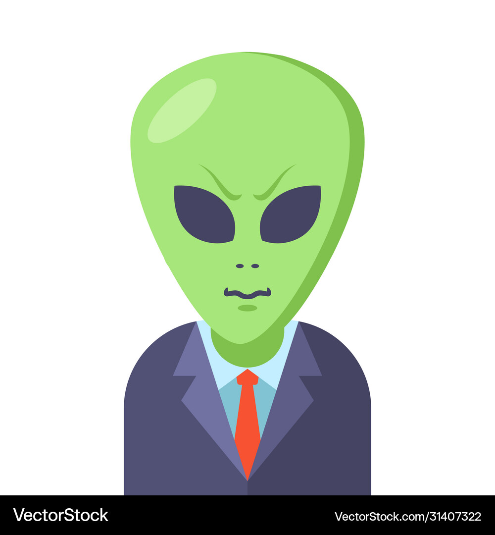 Alien in a business suit on white background Vector Image