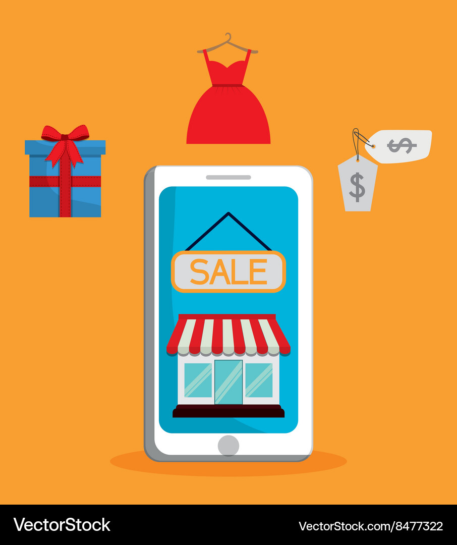Flat design of shopping icon Royalty Free Vector Image