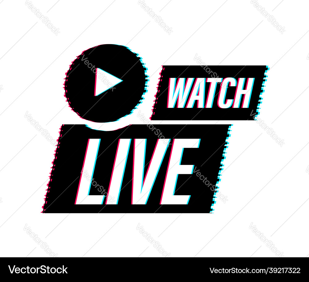 Live match logo glitch icon stock Royalty Free Vector Image